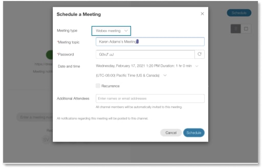 Schedule, start, and join Webex Meetings from a mobile device in ...