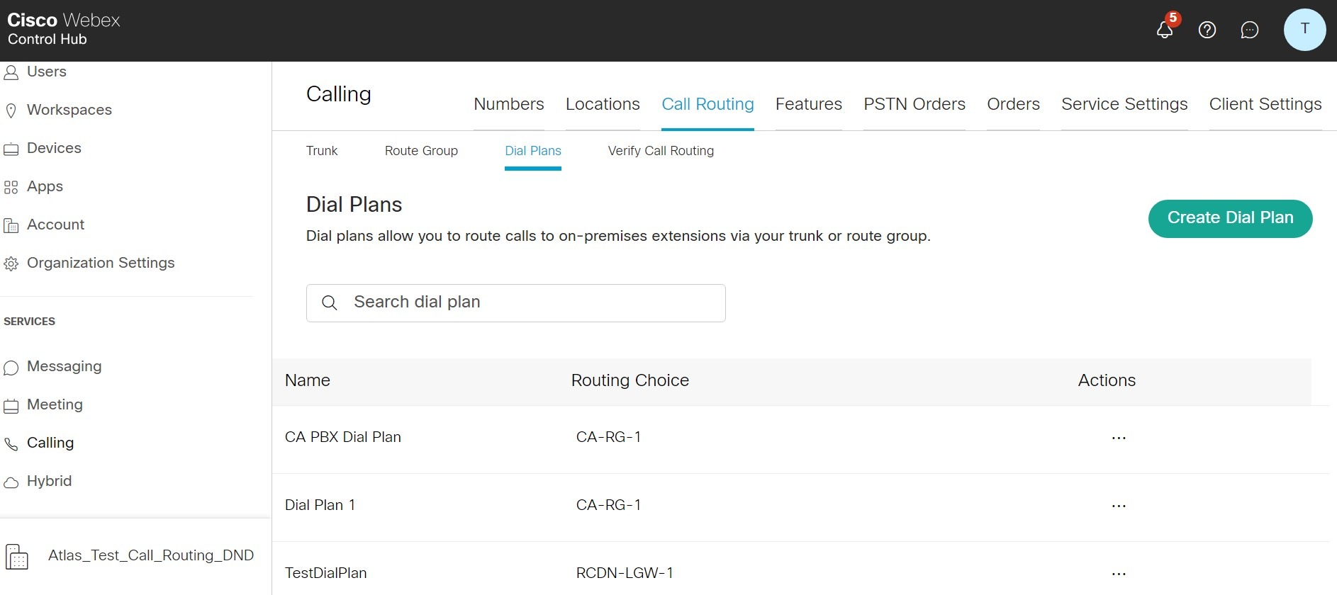 Configure Trunks, Route Groups, and Dial Plans for Webex Calling