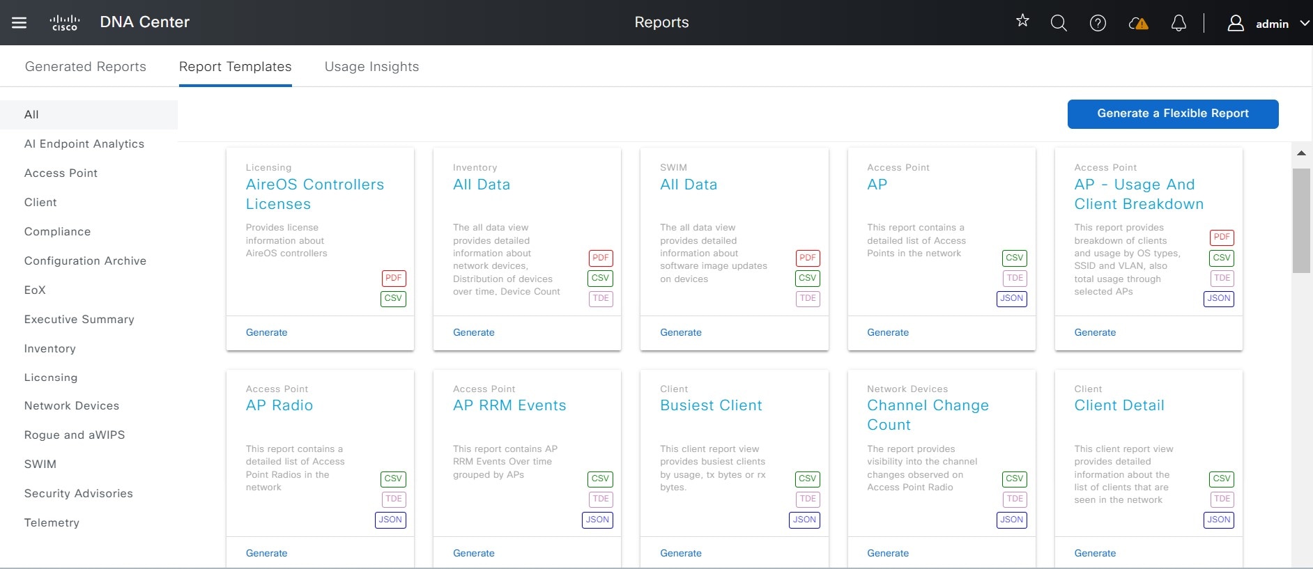 Cisco DNA Center Platform User Guide, Release 2.3.2 - Reports [Support] - Cisco