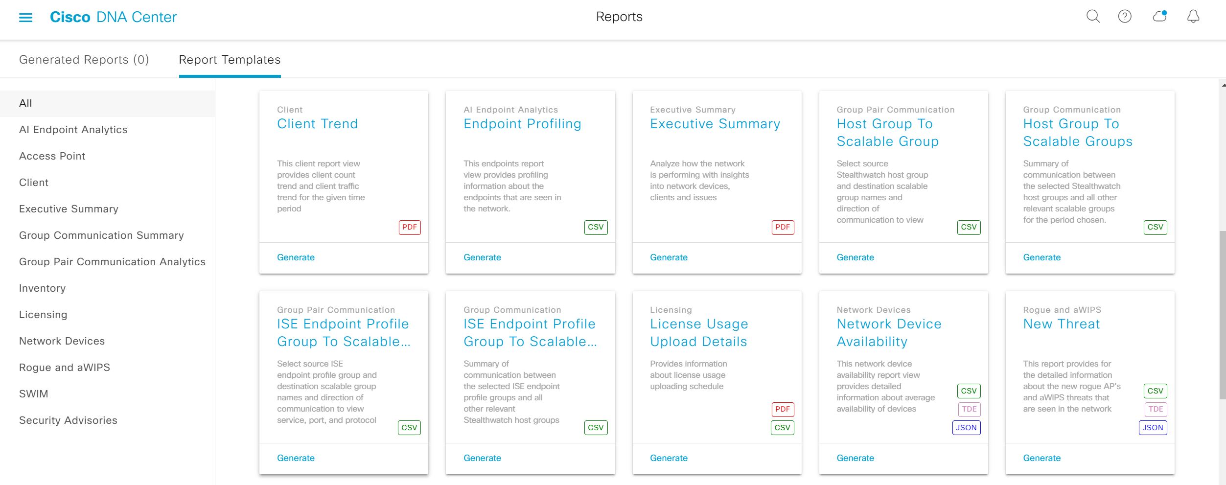 Cisco DNA Center Platform User Guide, Release 2.3.2 - Reports [Support ...