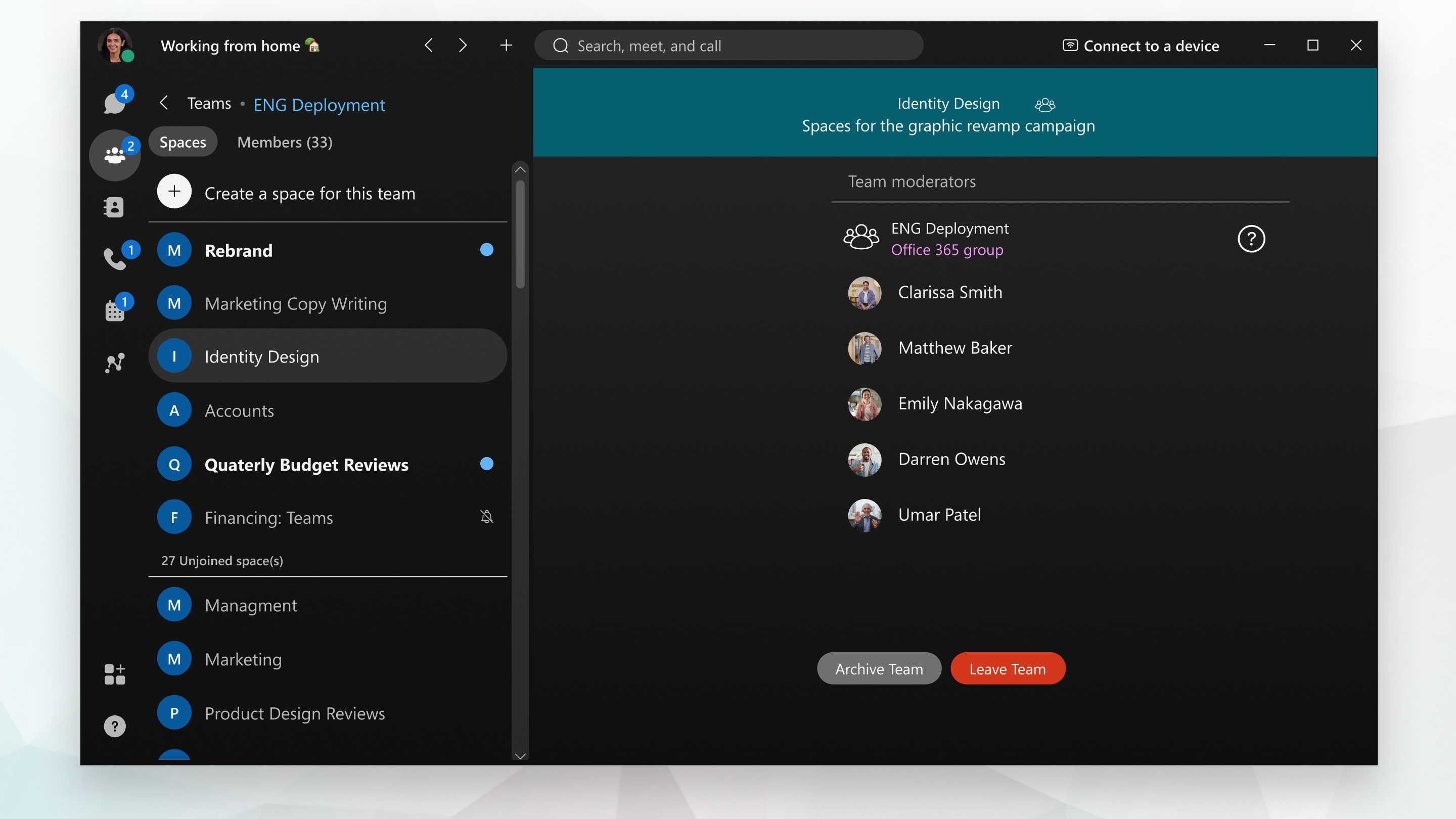 Webex App | Connect a Microsoft 365 group to a team