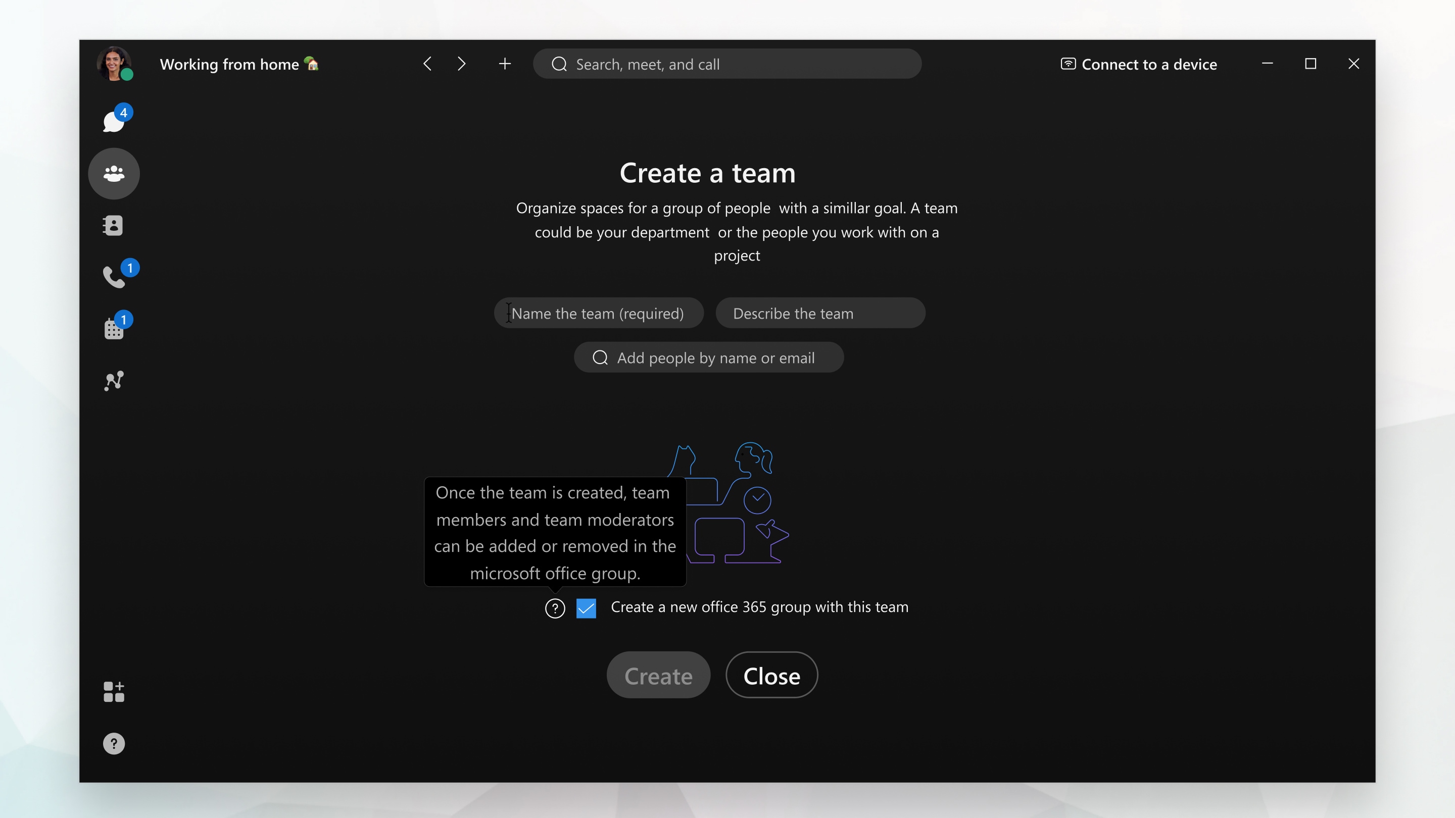 Webex App | Connect a Microsoft 365 group to a team