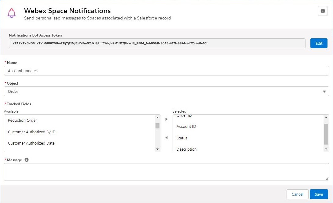 Integrate Salesforce with Webex App