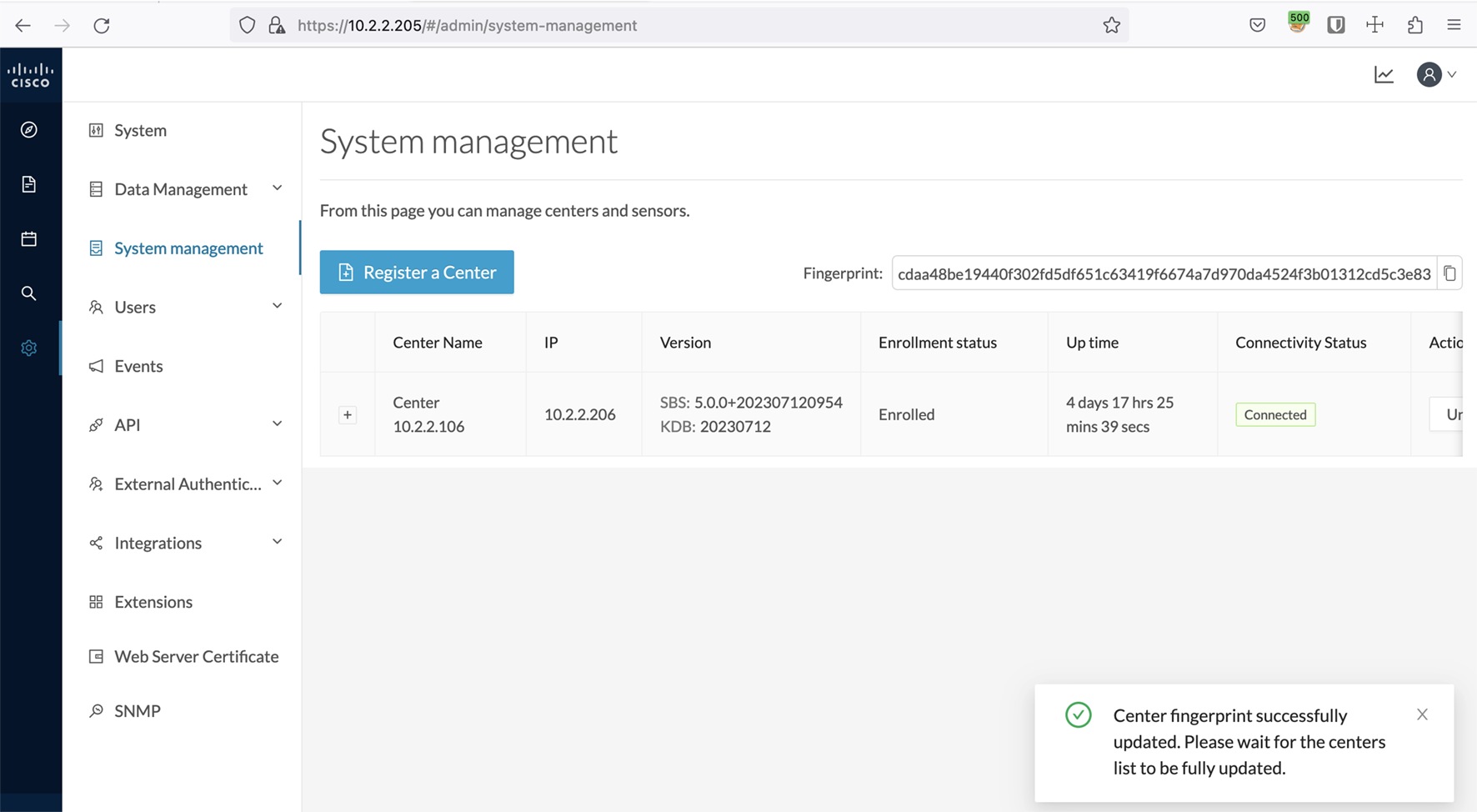 Cisco Cyber Vision Center VM Installation Guide, Release 4.3.0 - Certificate renewal [Cisco ...
