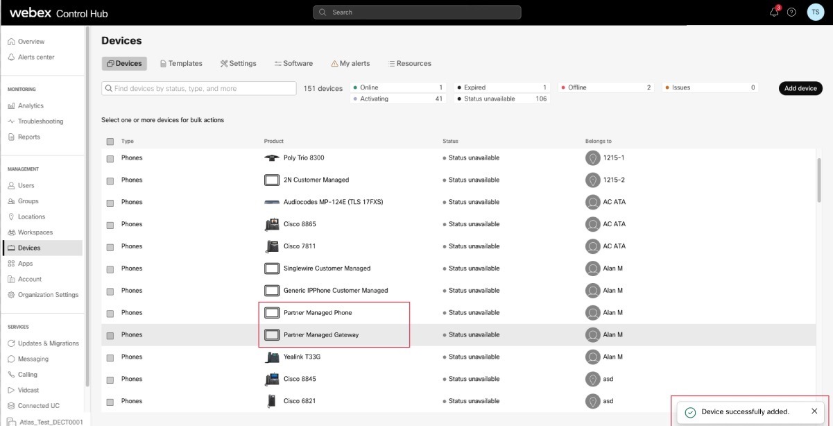 Add your partner managed device