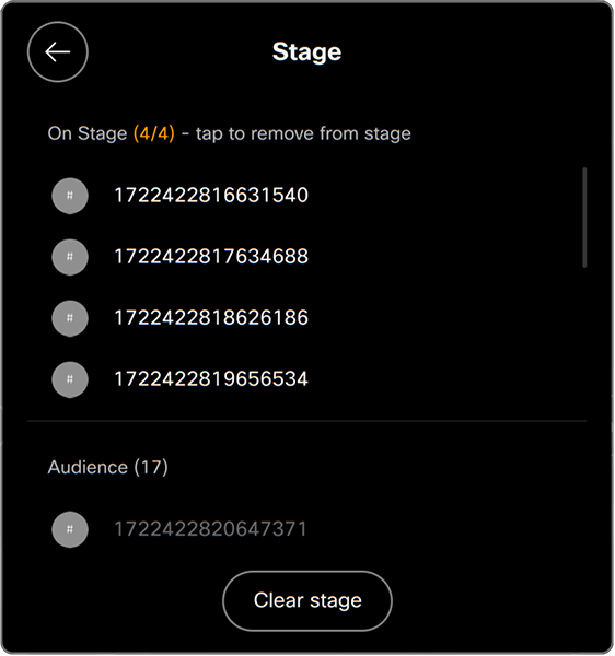 Move participant to stage