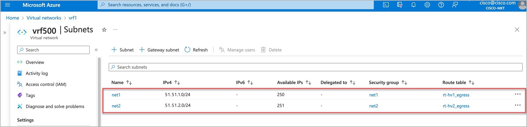 Configuring Per Subnet Route Table For Azure Cloud Using Nexus Dashboard Orchestrator Cisco
