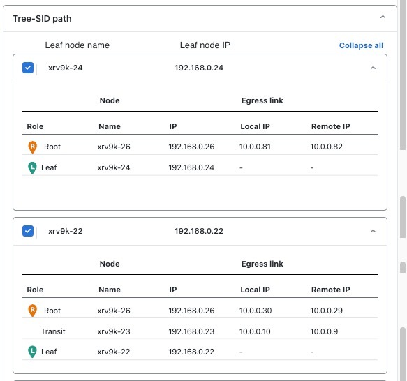 Cisco Crosswork Network Controller 7.0 Traffic Engineering and Optimization - Tree Segment ...
