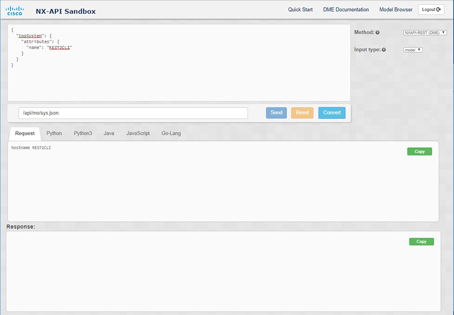 Cisco Nexus 9000 Series Nx Os Programmability Guide Release 104x Nx Api Developer Sandbox 0073