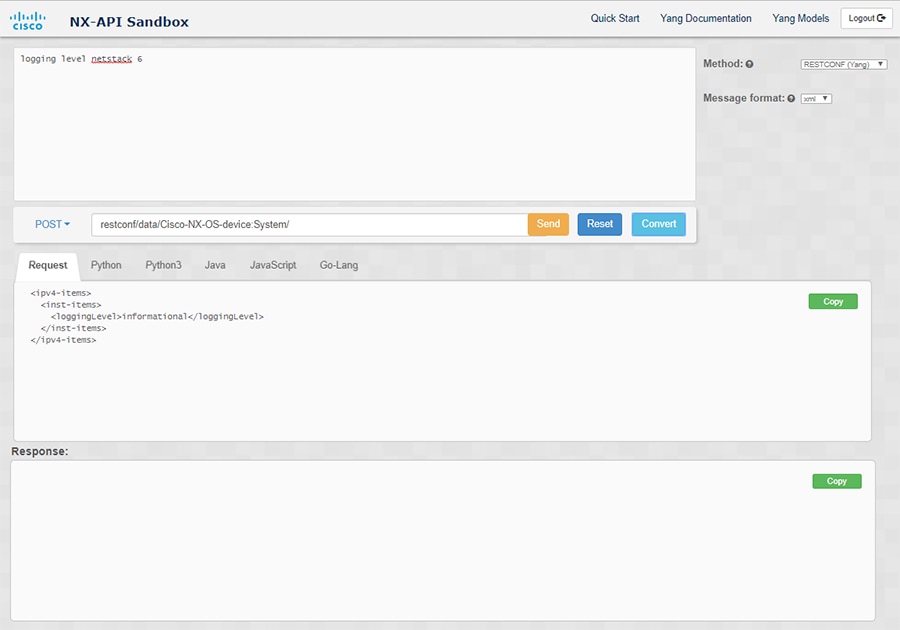 Cisco Nexus 9000 Series NX-OS Programmability Guide, Release 10.4(x) - NX-API Developer Sandbox ...