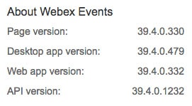 Find your Webex Meetings version number