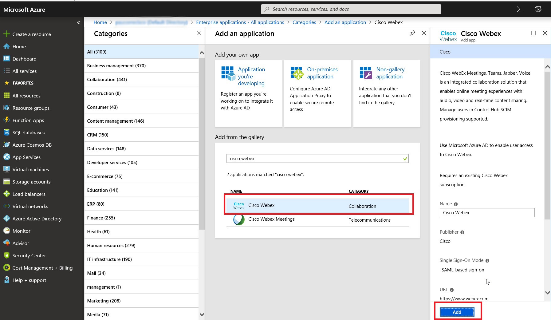 Configure single sign-on in Control Hub with Microsoft Azure