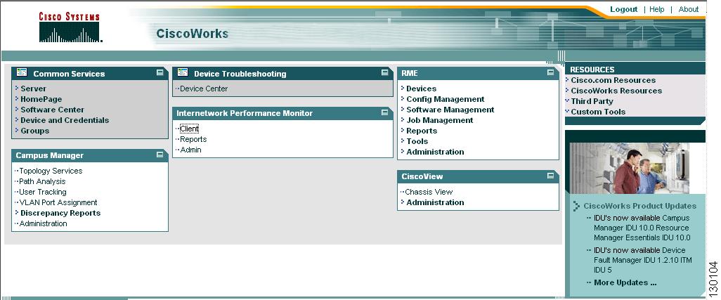 Using the CiscoWorks Home Page [Support] - Cisco Systems